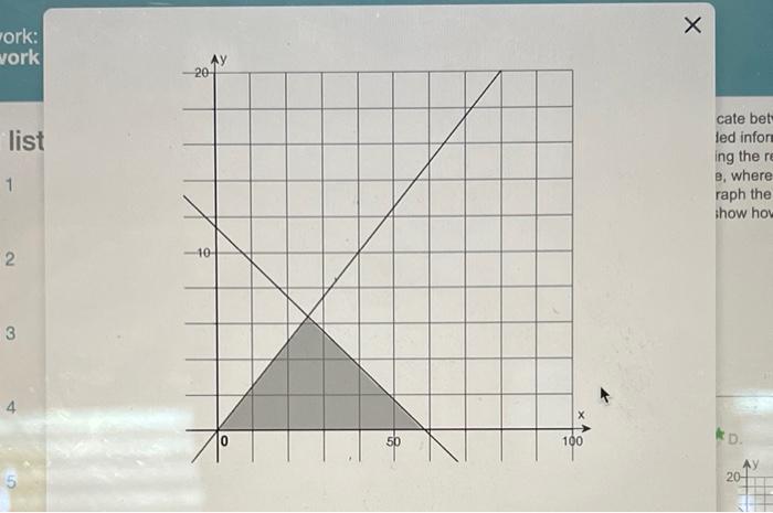 work: work list 1 2 3 4 5 20 10 0 50 X 100 X cate bet | Chegg.com