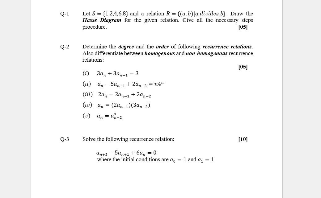 Solved Q-1 , ﻿Let S={1,2,4,6,8} ﻿and a relation divides b. | Chegg.com