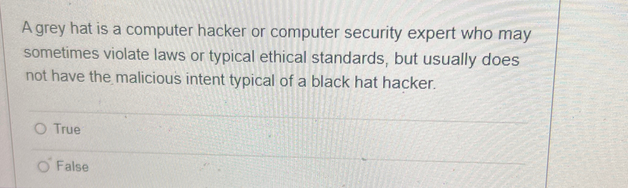 Solved A grey hat is a computer hacker or computer security | Chegg.com