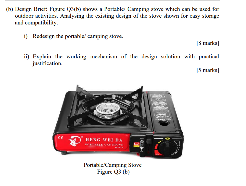 Solved (b) ﻿Design Brief: Figure Q3(b) ﻿shows a Portable/ | Chegg.com