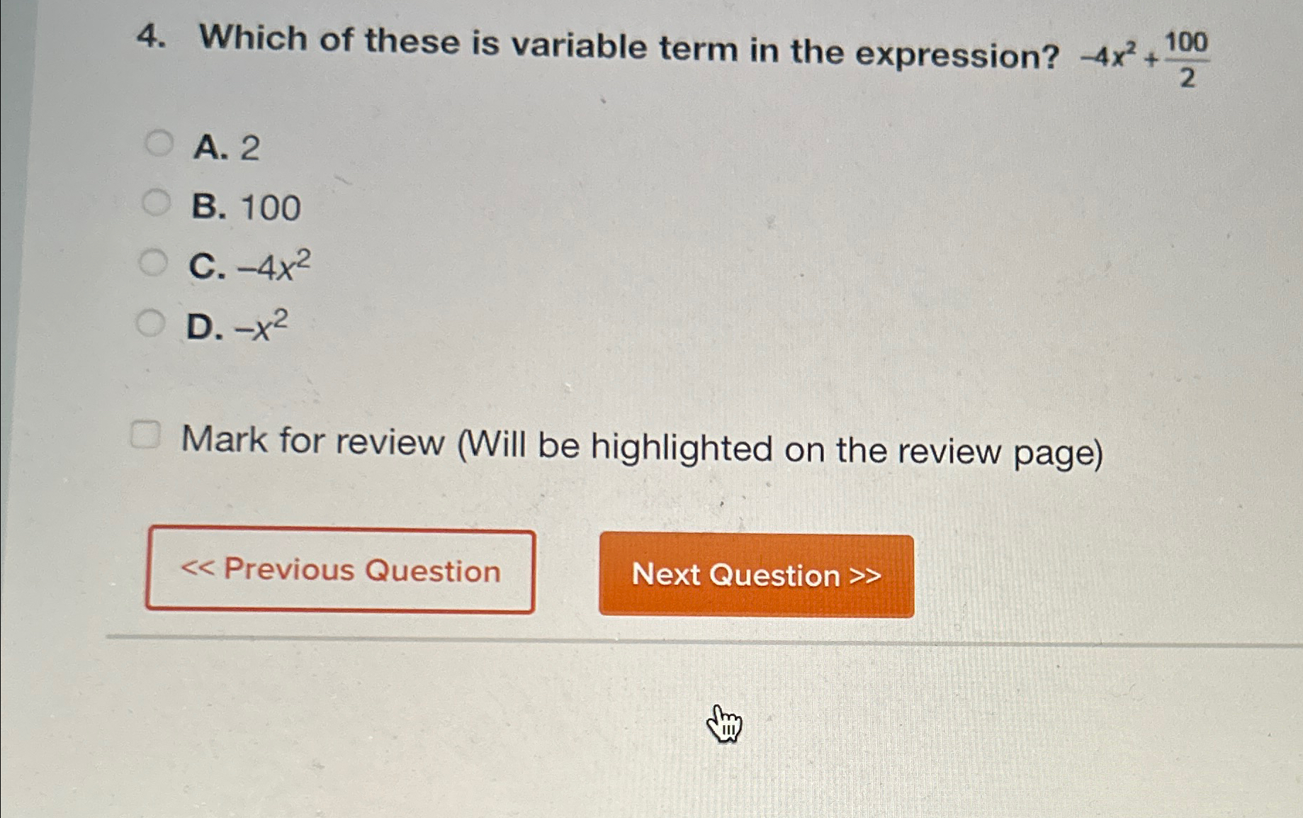 Solved Which of these is variable term in the expression? | Chegg.com