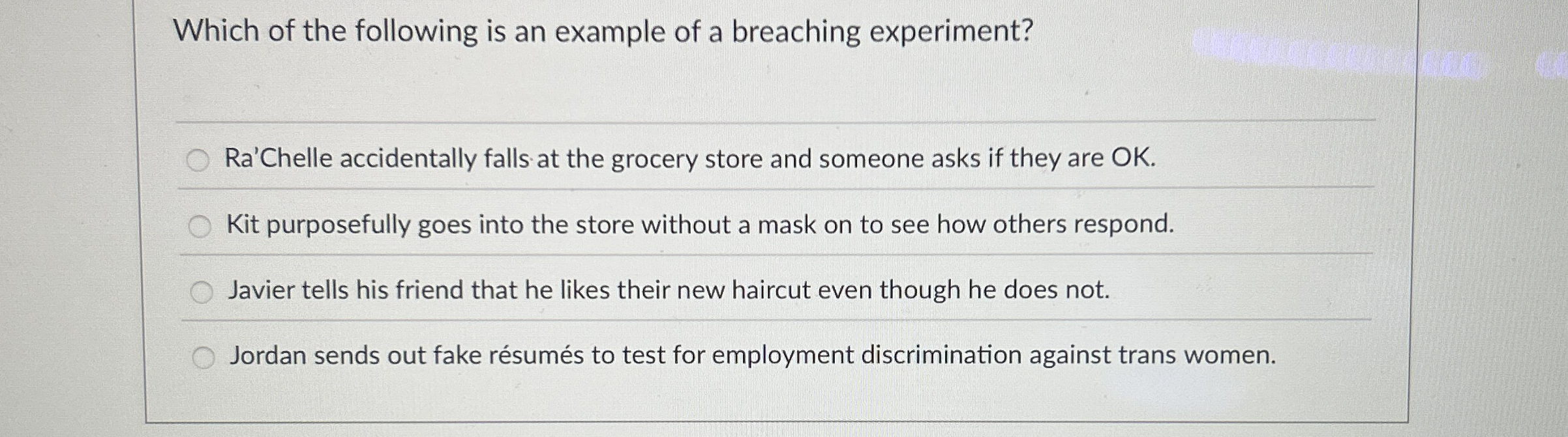 Solved Which of the following is an example of a breaching | Chegg.com