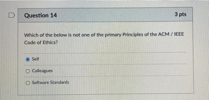 Solved Question 14 3 pts Which of the below is not one of | Chegg.com