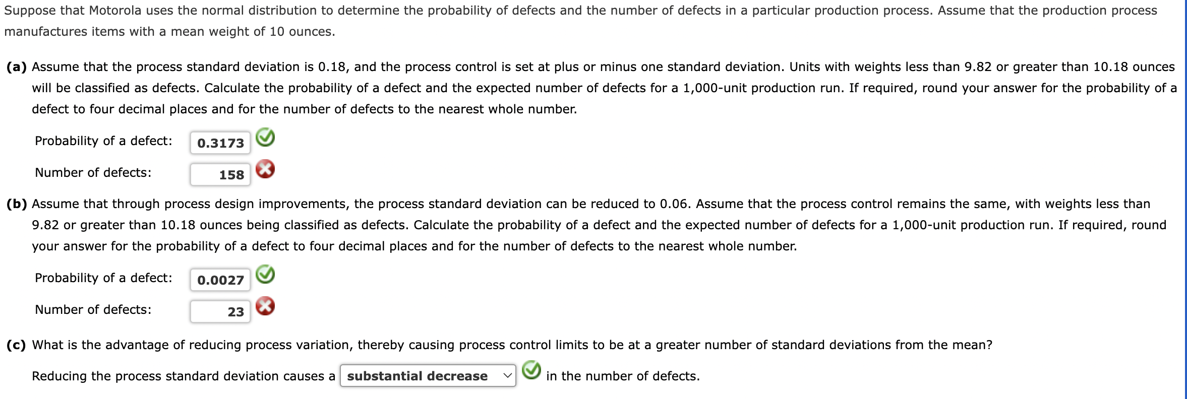 Solved manufactures items with a mean weight of 10 | Chegg.com