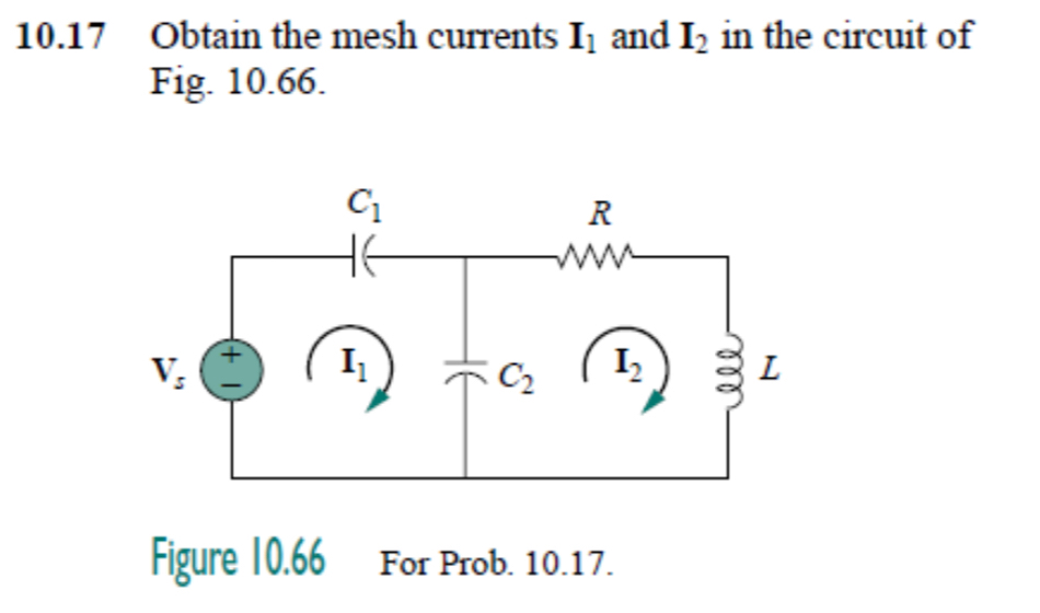 Solved 10.17 ﻿Obtain the mesh currents I1 ﻿and I2 ﻿in the | Chegg.com