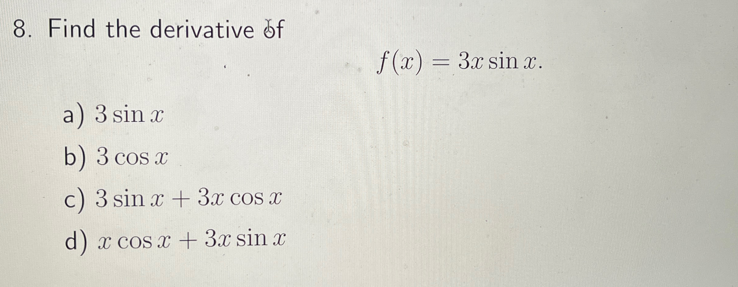 Solved Find the derivative | Chegg.com