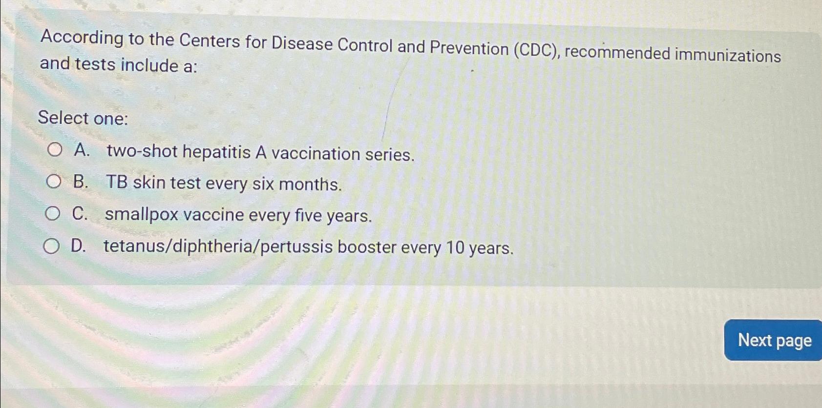 Solved According to the Centers for Disease Control and | Chegg.com