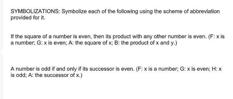 Solved SYMBOLIZATIONS: Symbolize each of the following using | Chegg.com