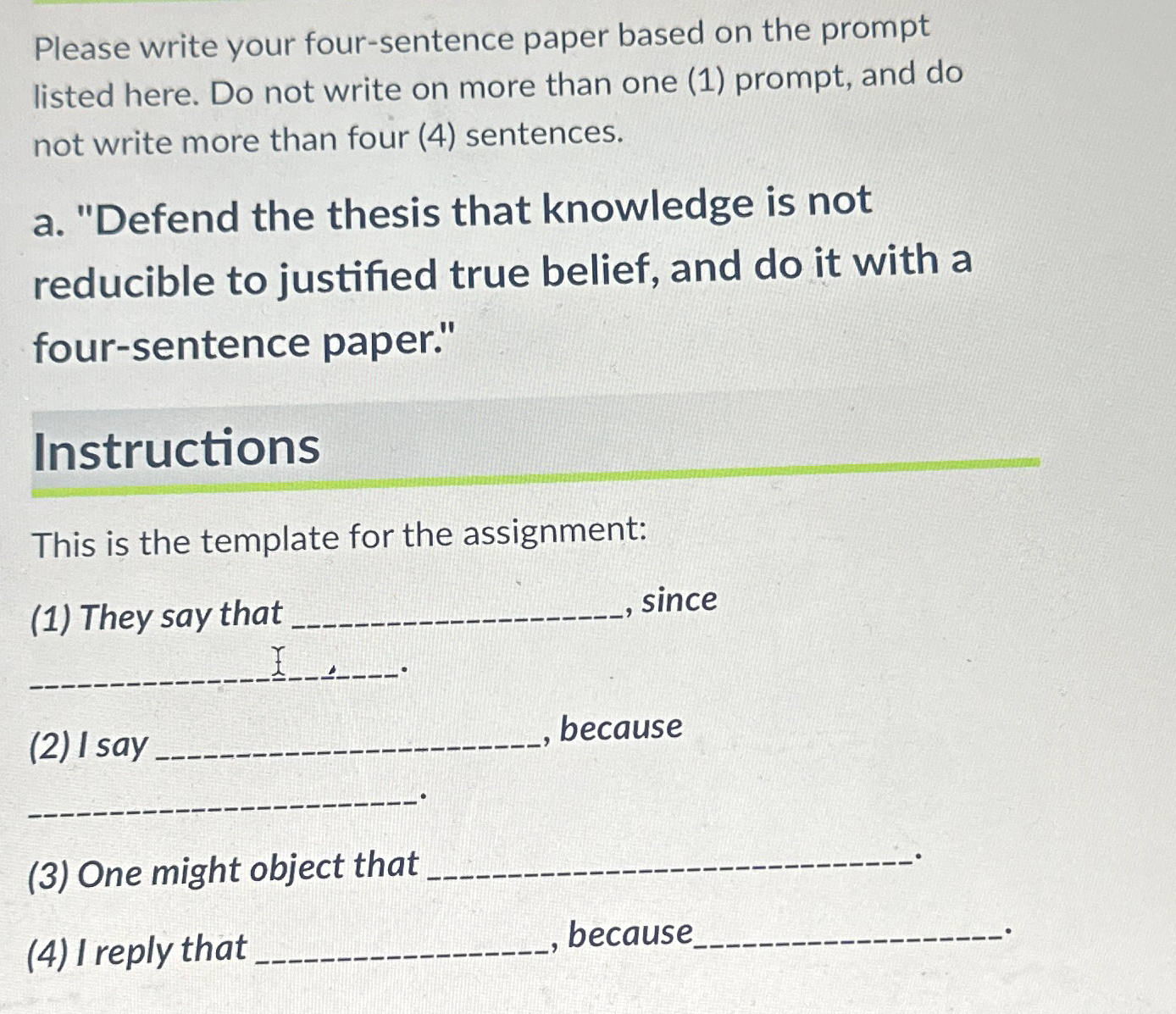 Solved Please write your four-sentence paper based on the | Chegg.com
