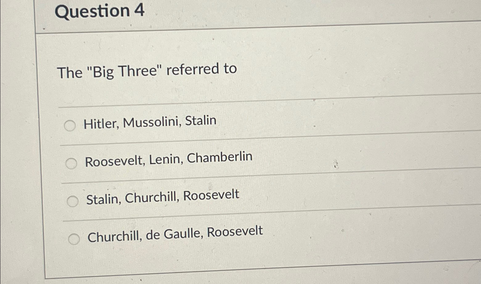Solved code class="asciimath"> ﻿Question 4 ﻿The "Big Three" | Chegg.com