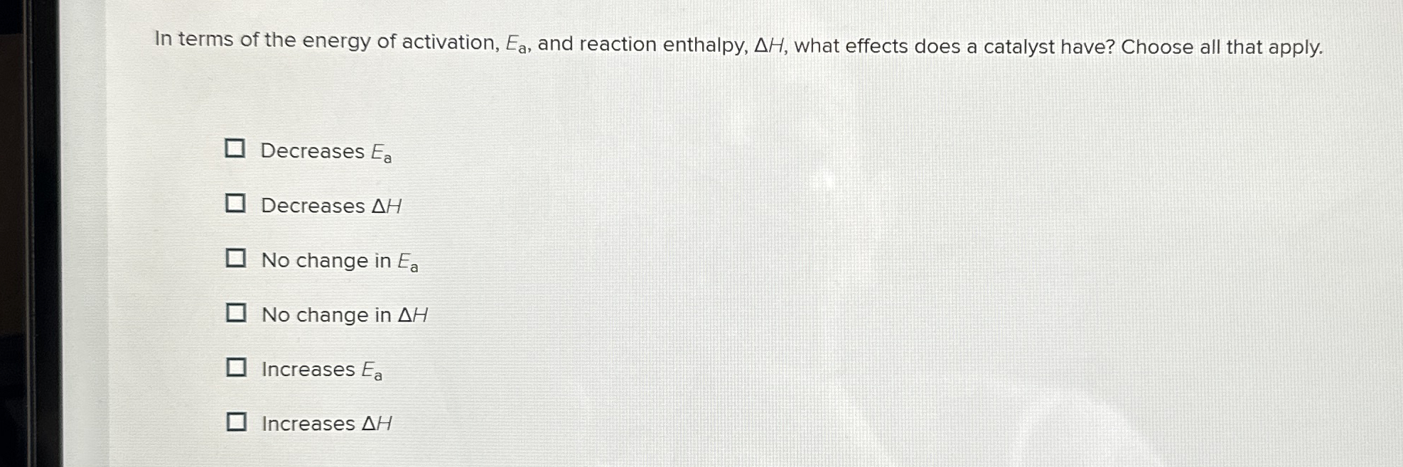 Solved In terms of the energy of activation, Ea, ﻿and | Chegg.com