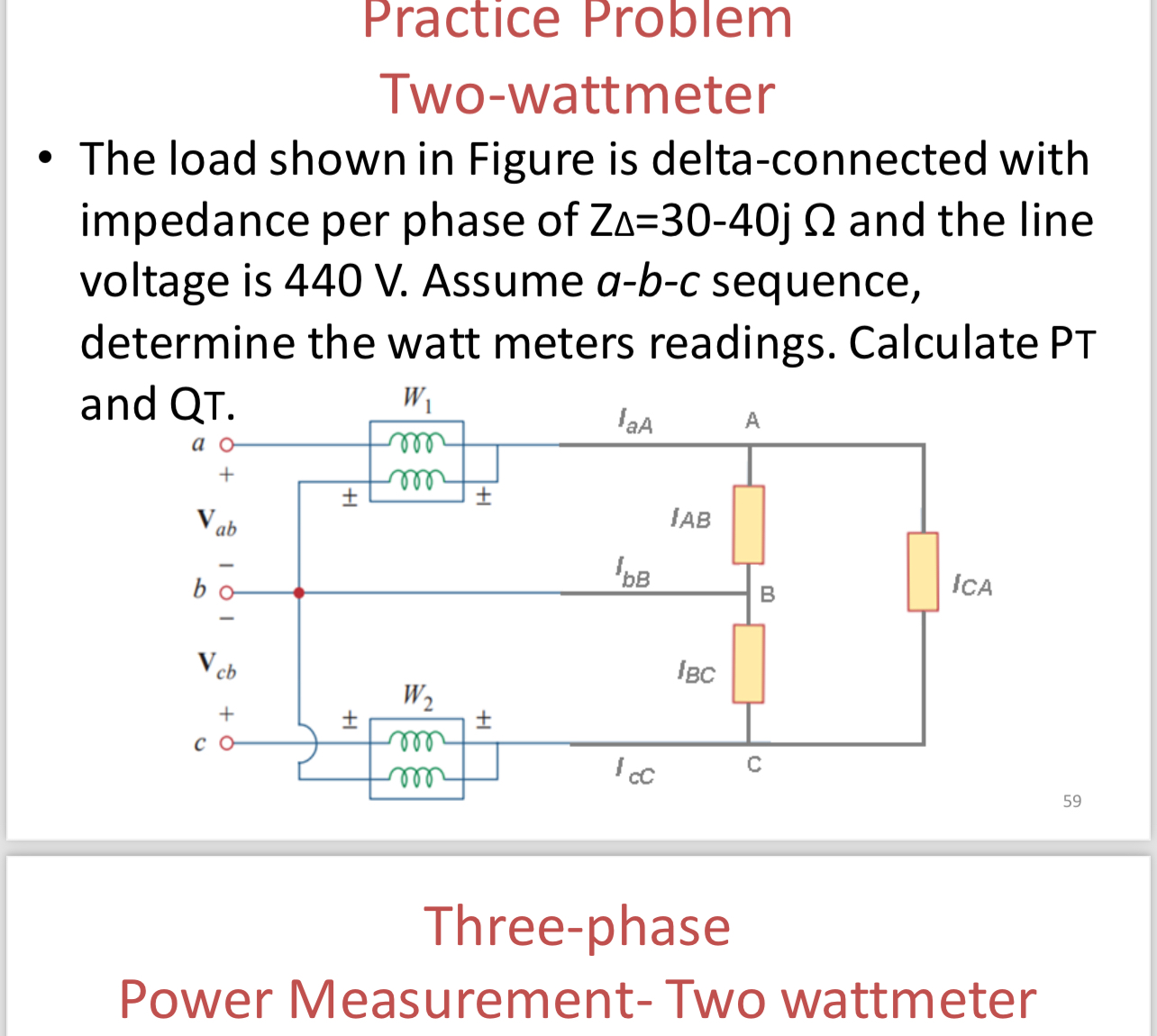 Solved Practice ProblemTwo-wattmeterThe load shown in Figure | Chegg.com