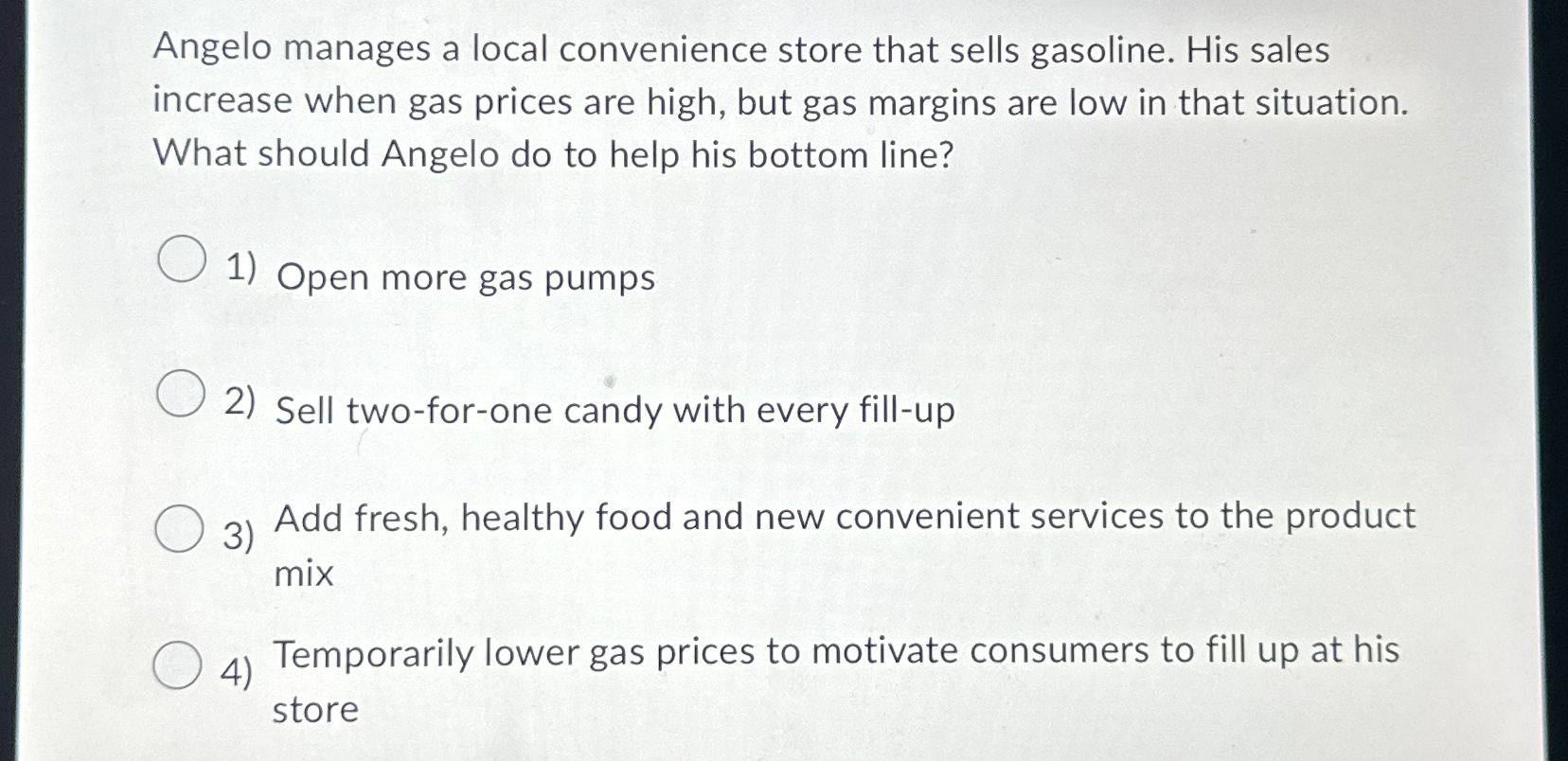 Solved Angelo manages a local convenience store that sells | Chegg.com
