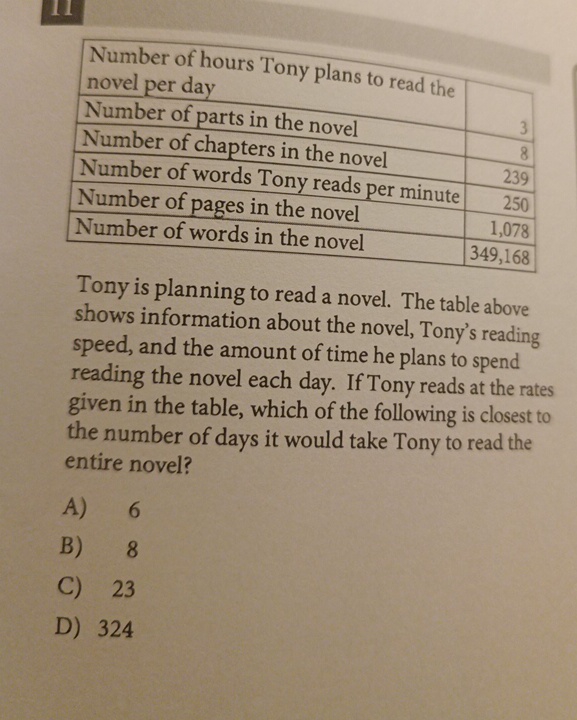 Solved \table[[\table[[Number of hours Tony plans to read | Chegg.com