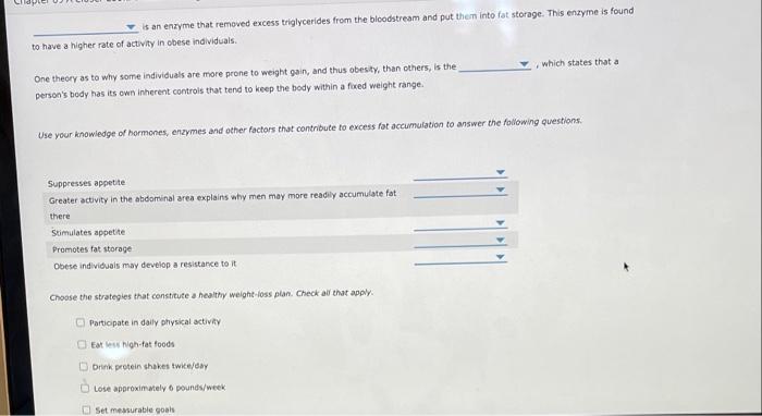 Solved hapter 09 A Closer Look. Understanding Fat. Formation | Chegg.com
