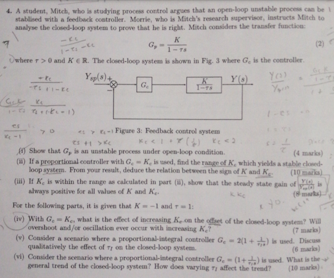 Solved A student, Mitch, who is studying process control | Chegg.com
