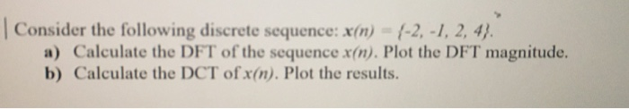 Solved Consider the following discrete sequence: x(n) = (-2, | Chegg.com