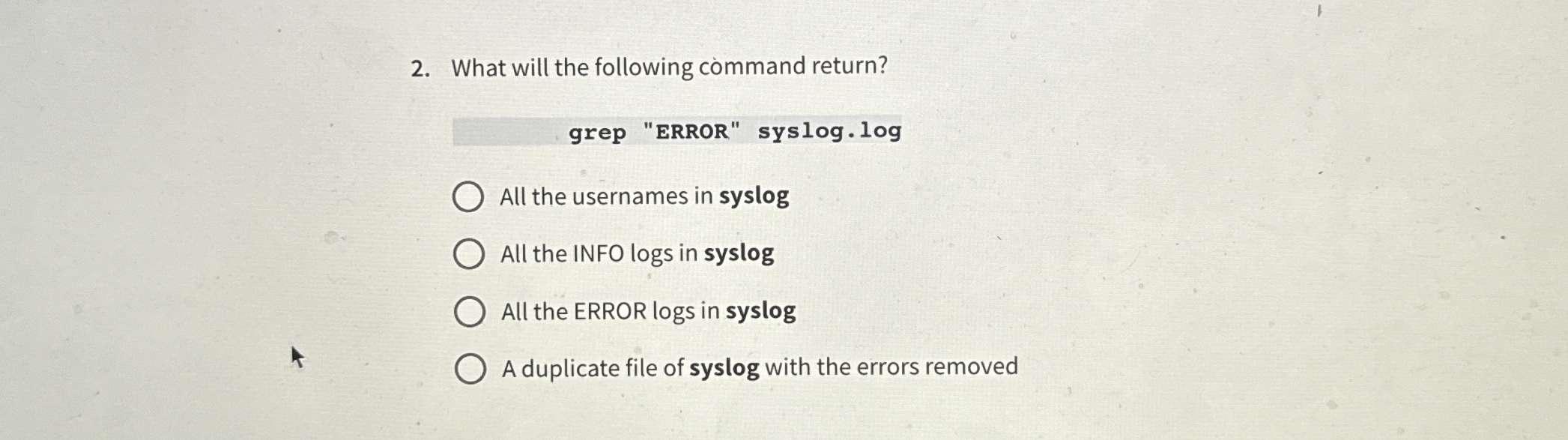 Solved What Will The Following Command Returngrep Error 