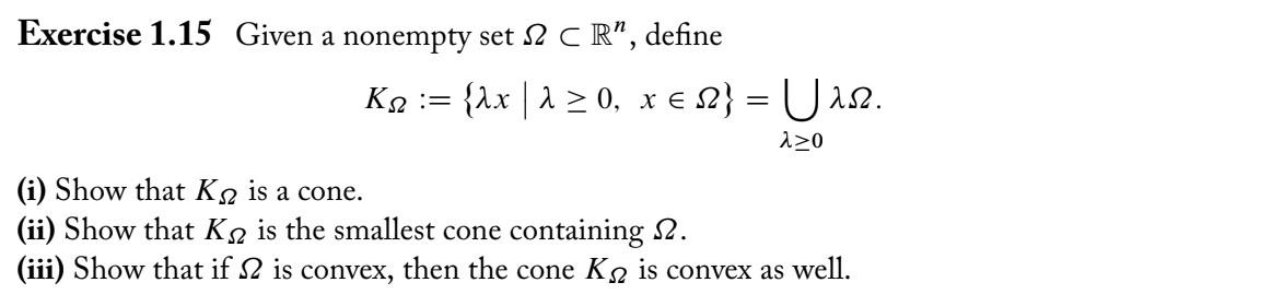 Solved Exercise 1.15 Given a nonempty set Ω⊂Rn, define | Chegg.com