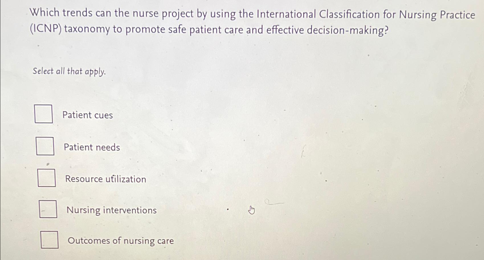Solved Which trends can the nurse project by using the | Chegg.com