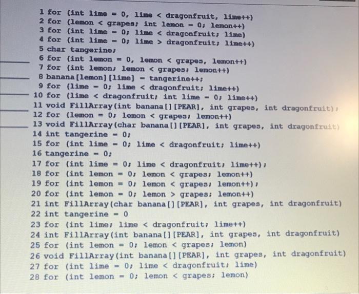 Solved program in C language.question: For each line of code | Chegg.com