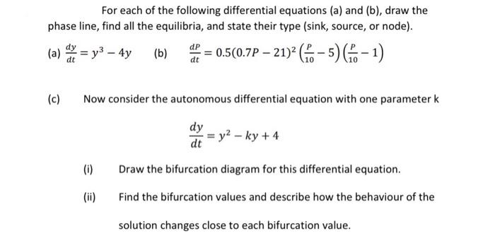 Solved For each of the following differential equations (a) | Chegg.com