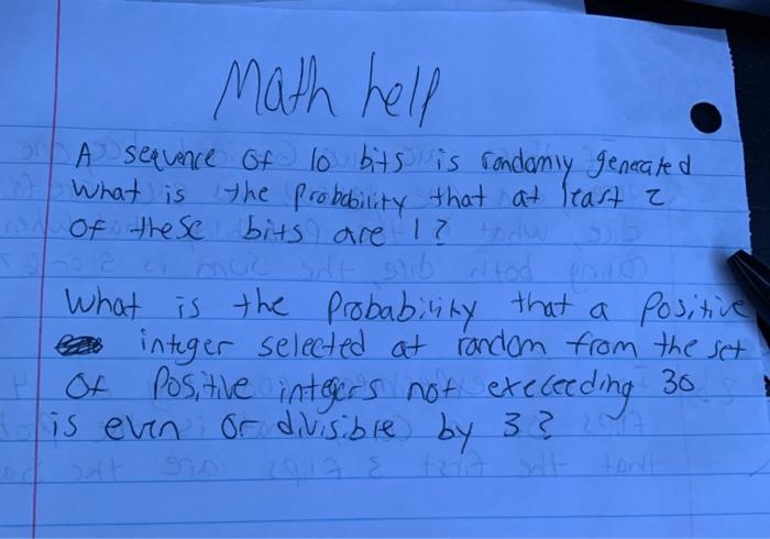 Solved Math hell A sequence of 10 bits is rondomly generated | Chegg.com