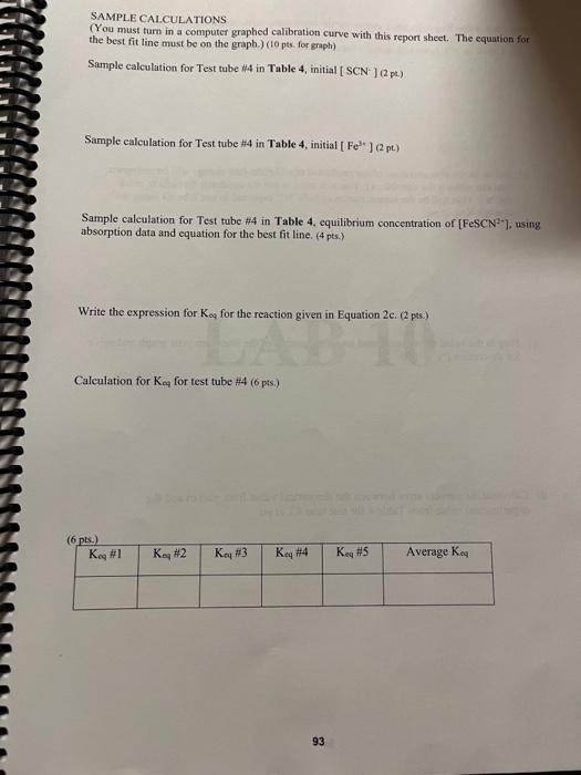 Solved Determination of Keq DataTable 2: Calibration Curve | Chegg.com
