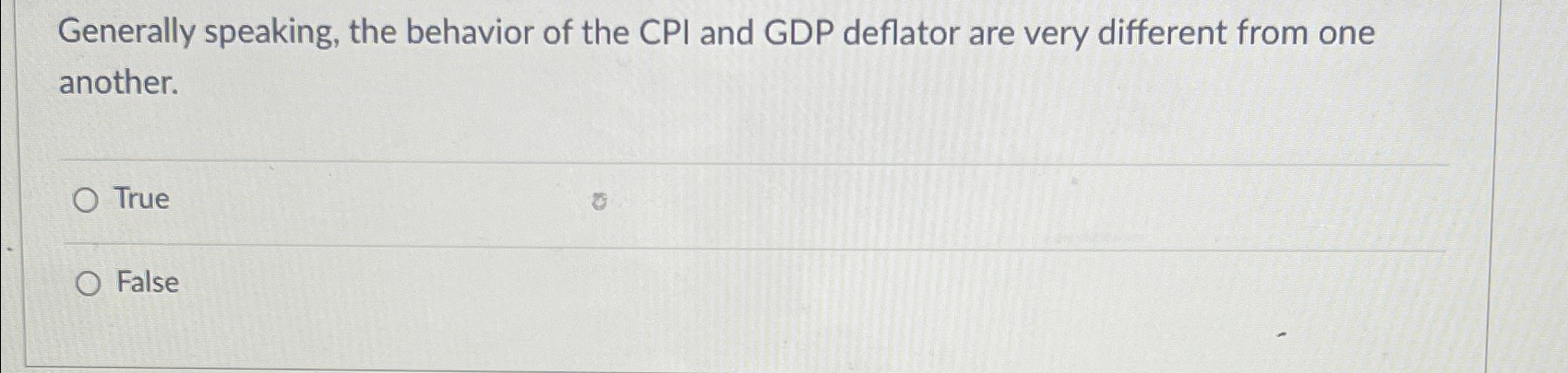 Solved Generally speaking, the behavior of the CPI and GDP | Chegg.com