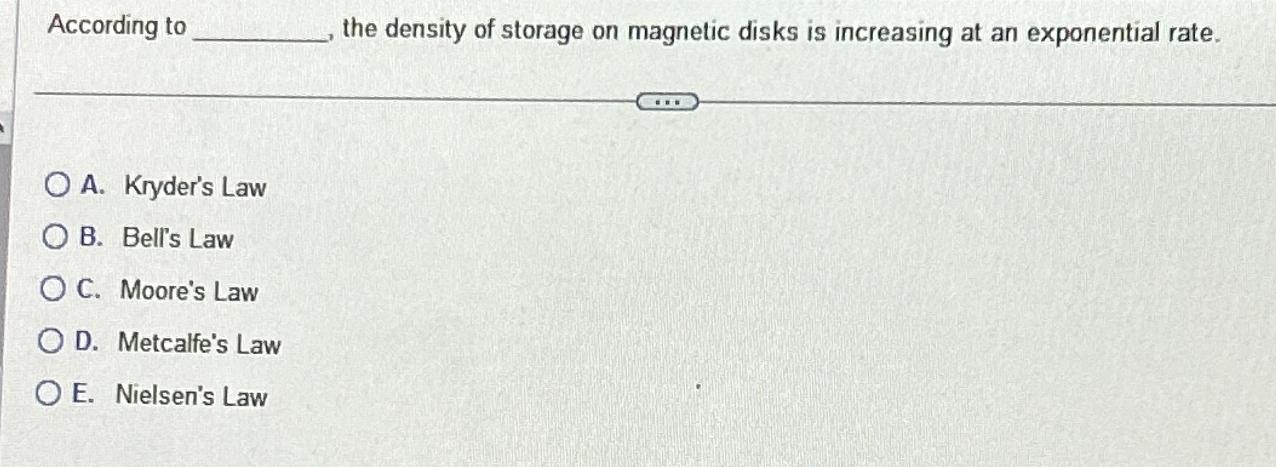 Solved According to the density of storage on magnetic disks | Chegg.com