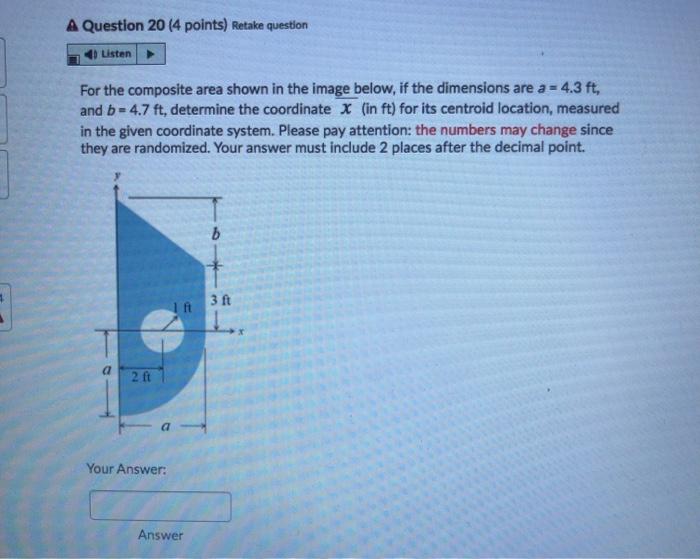Solved A Question 20 (4 points) Retake question Listen For | Chegg.com