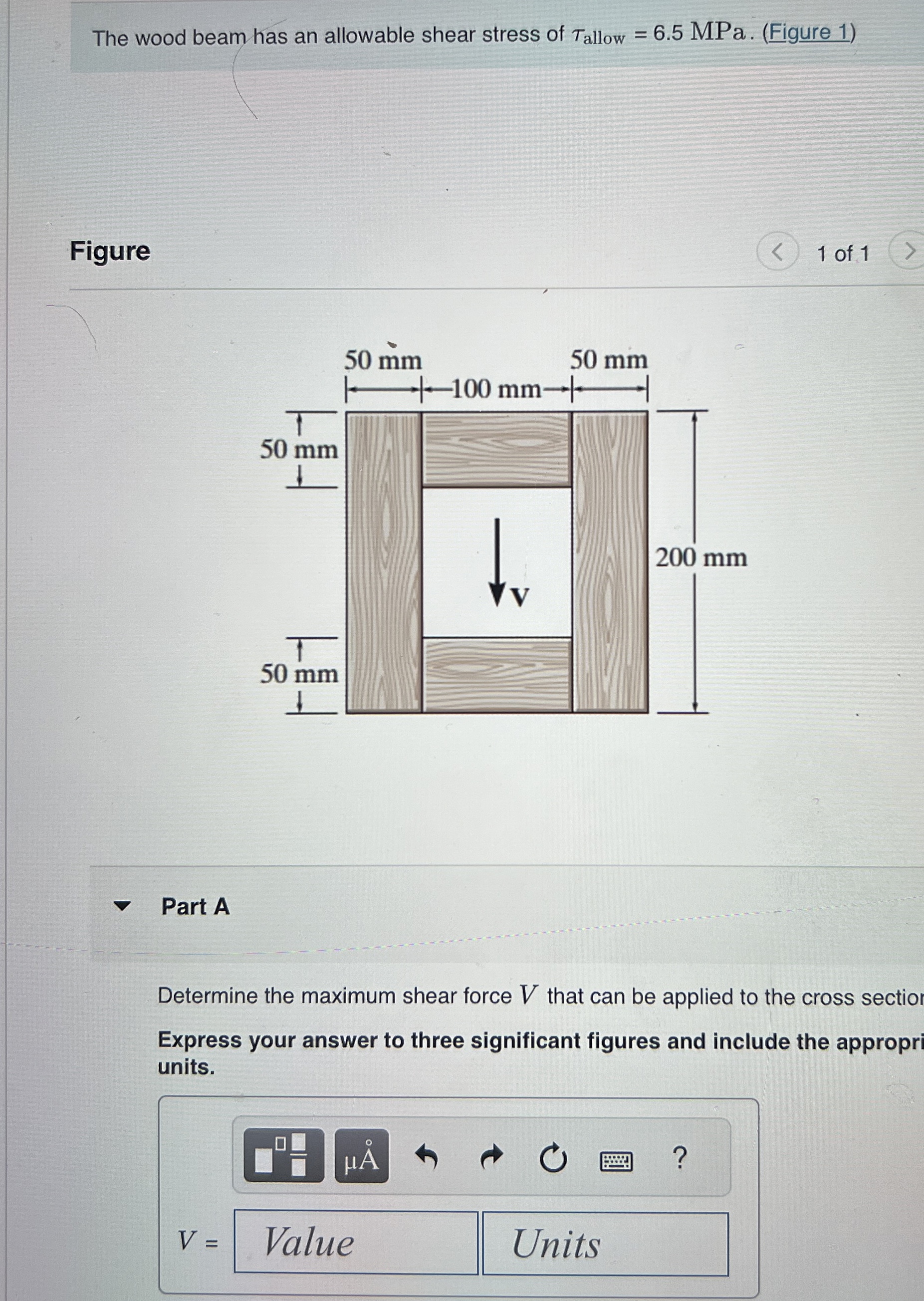 Solved The wood beam has an allowable shear stress of | Chegg.com