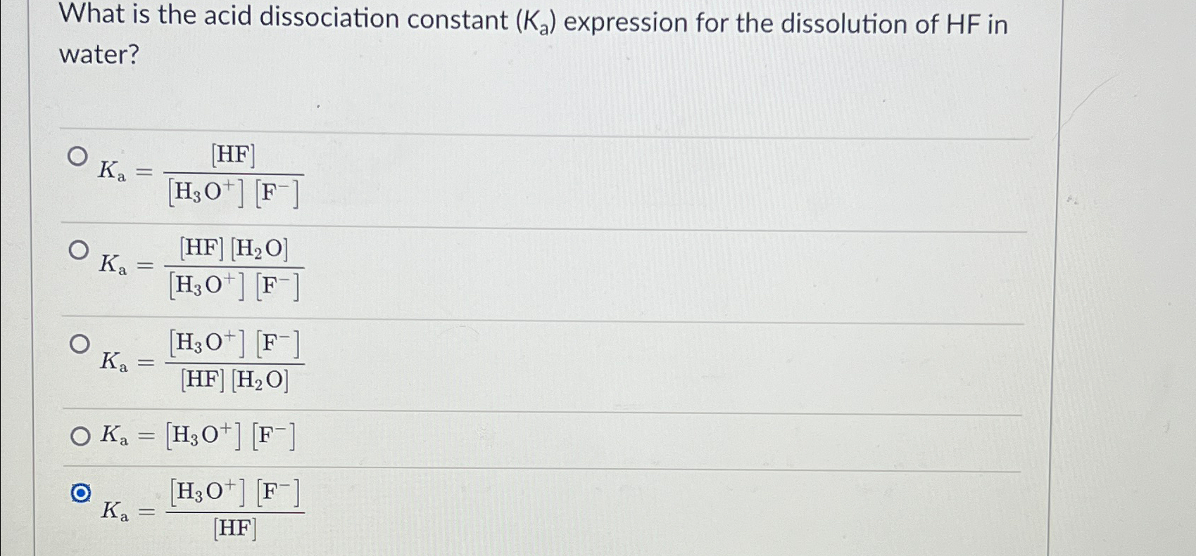 Solved What is the acid dissociation constant (Ka) | Chegg.com