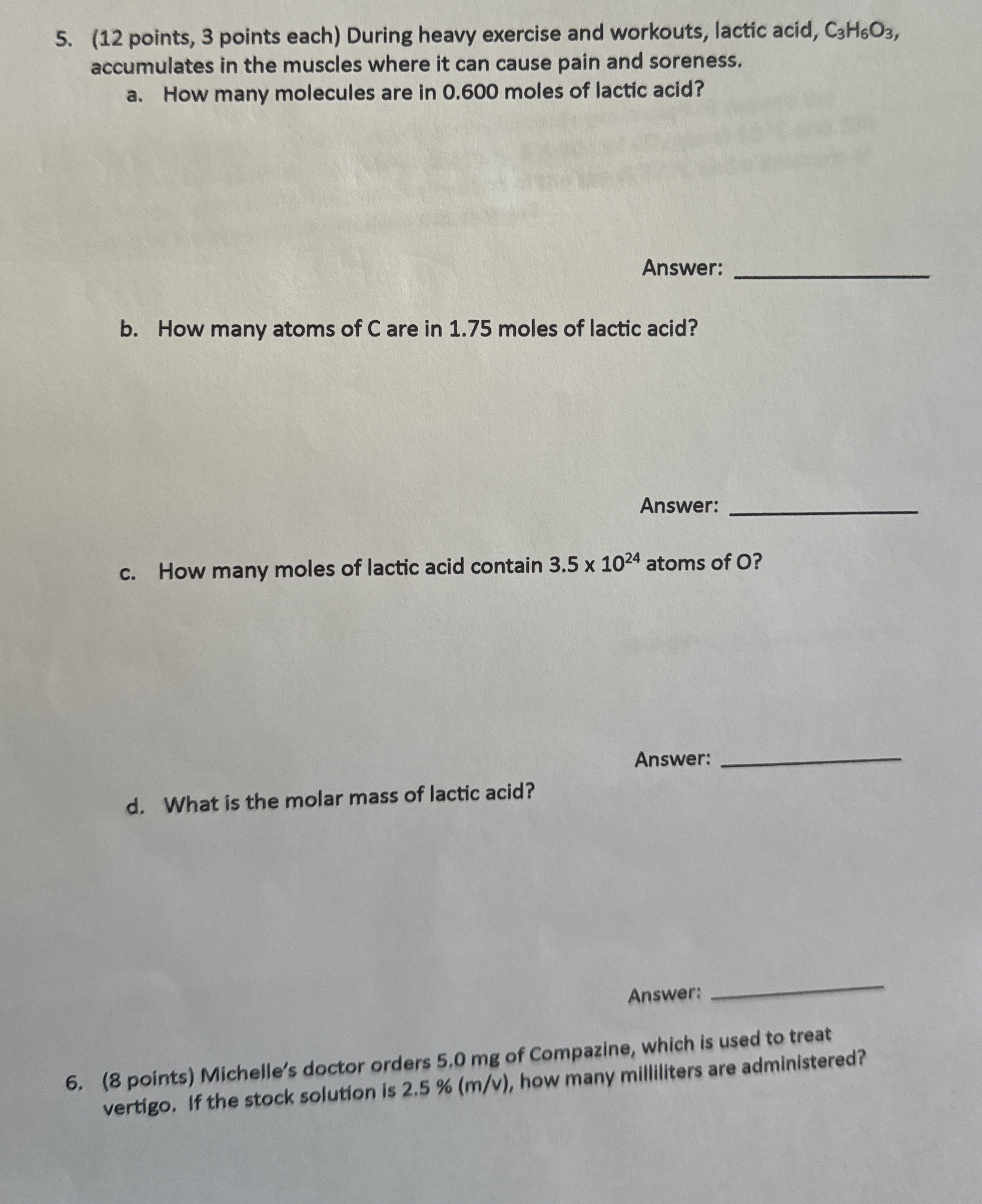 Solved (12 ﻿points, 3 ﻿points each) ﻿During heavy exercise | Chegg.com