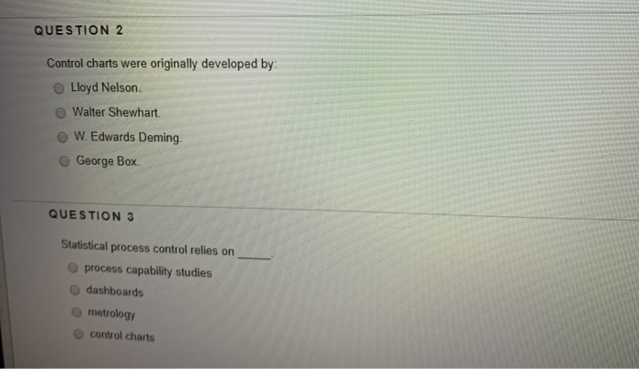 Solved QUESTION 2 Control charts were originally developed | Chegg.com