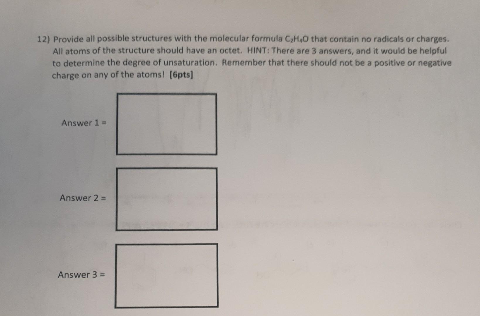 Solved 12) Provide all possible structures with the | Chegg.com