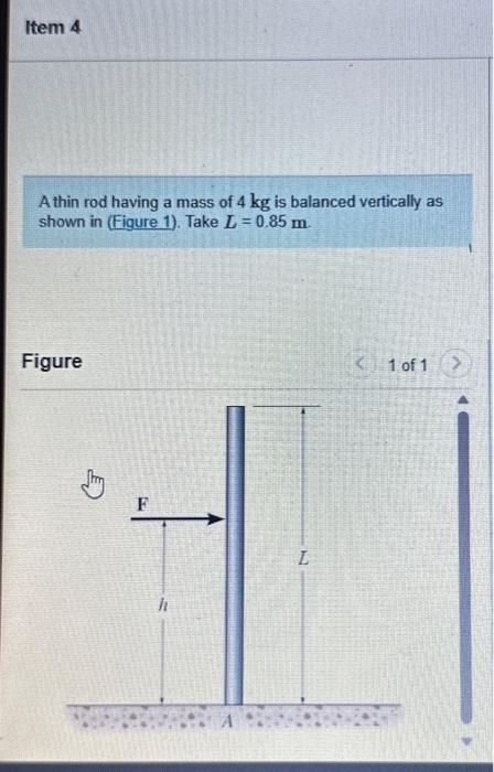 Solved A thin rod having a mass of \\( 4 \\mathrm{~kg} \\) | Chegg.com
