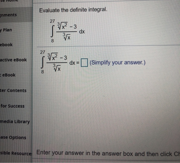 Solved 1.) Evaluate the definite integral. Integral from 8 | Chegg.com