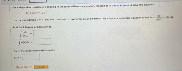 Solved The Independent variable x is missing in the given | Chegg.com