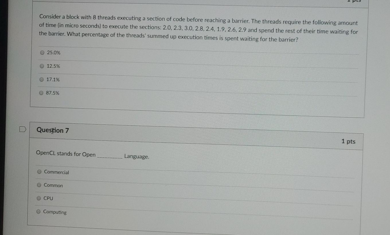 Solved Consider a block with 8 threads executing a section | Chegg.com
