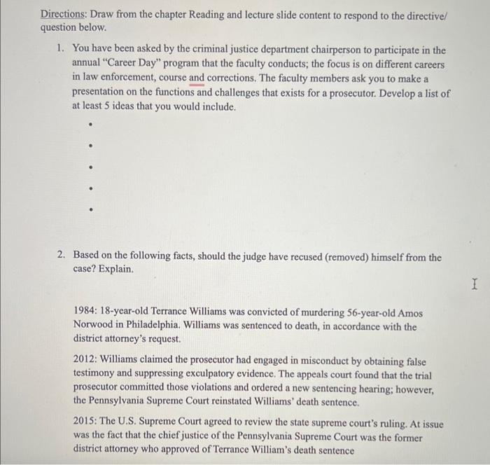 Directions: Draw from the chapter Reading and lecture | Chegg.com