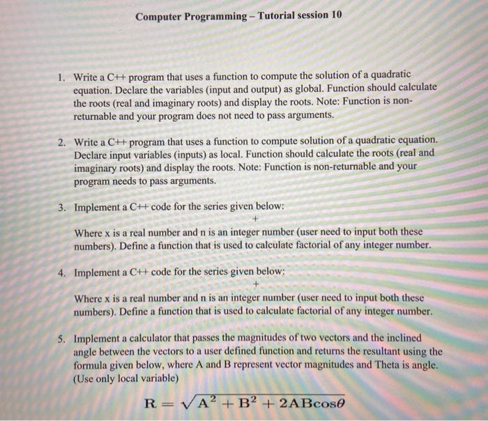 Solved Computer Programming Tutorial Session 10 1 Write A