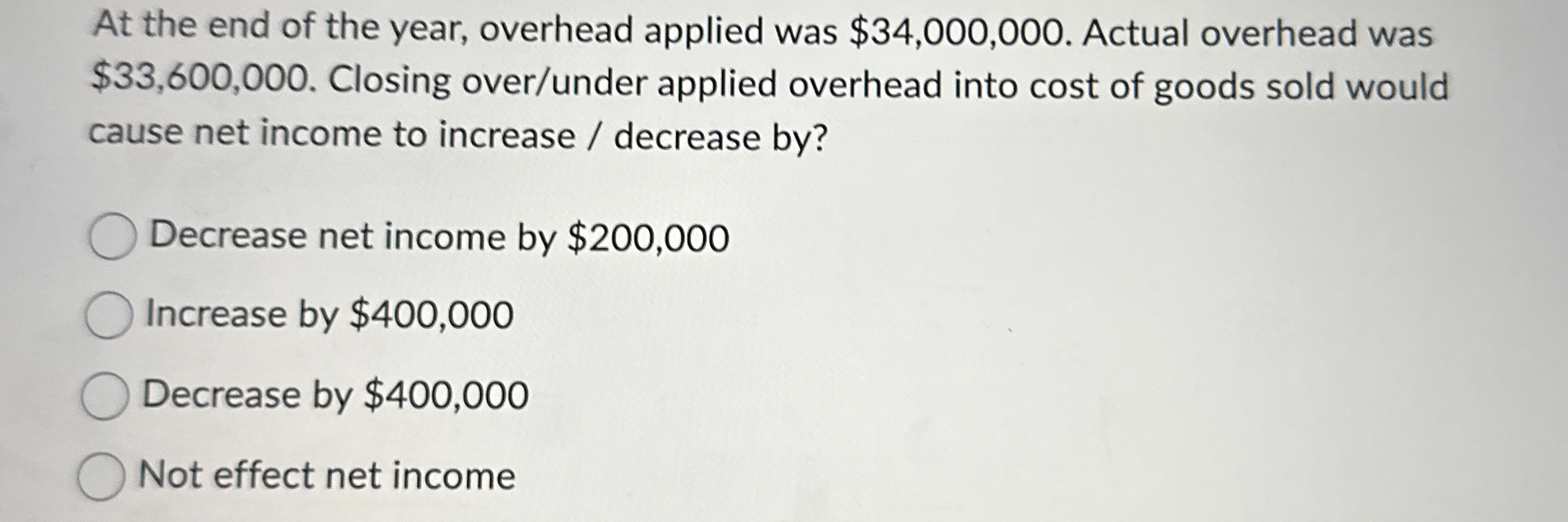 Solved At the end of the year, overhead applied was | Chegg.com