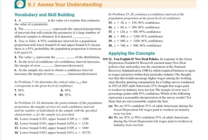 9.1 Assess Your Understanding Vocabulary and Skill | Chegg.com