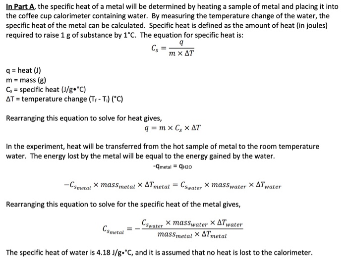 Solved Calorimetry Pre-Lab Assignment 1. A 20.94 g sample of | Chegg.com