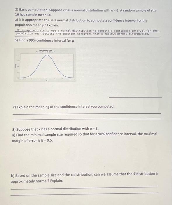 Solved 2) Basic computation: Suppose x has a normal | Chegg.com