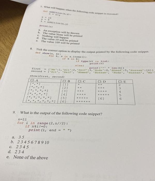Solved 7. What will happens when the following code snippet | Chegg.com