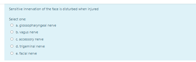 Solved Sensitive innervation of the face is disturbed when | Chegg.com