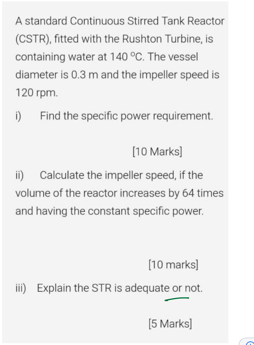Solved A standard Continuous Stirred Tank Reactor (CSTR), | Chegg.com