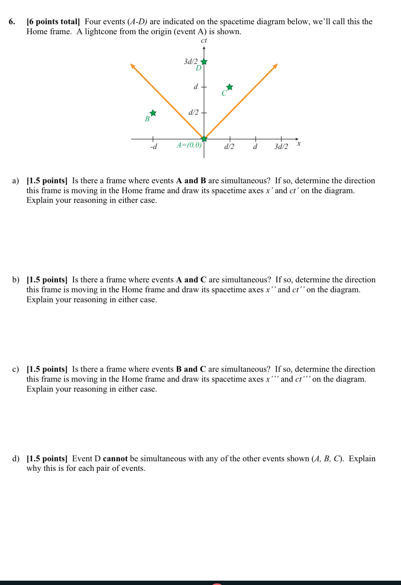 [6 ﻿points total] ﻿Four events (A-D) ﻿are indicated | Chegg.com